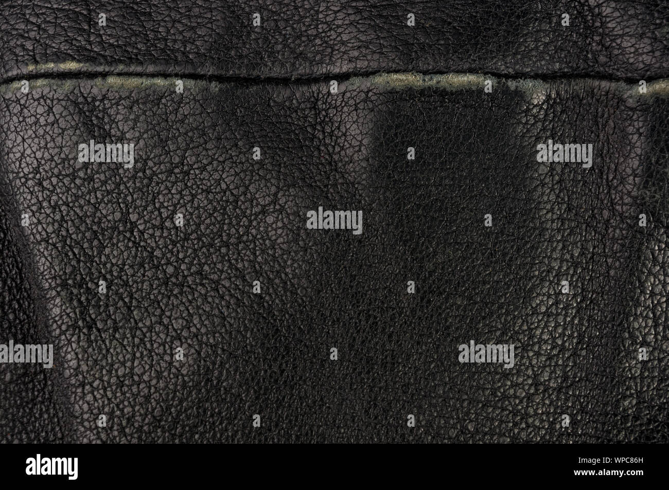 Old vintage genuine soft black leather texture background, top layer ...