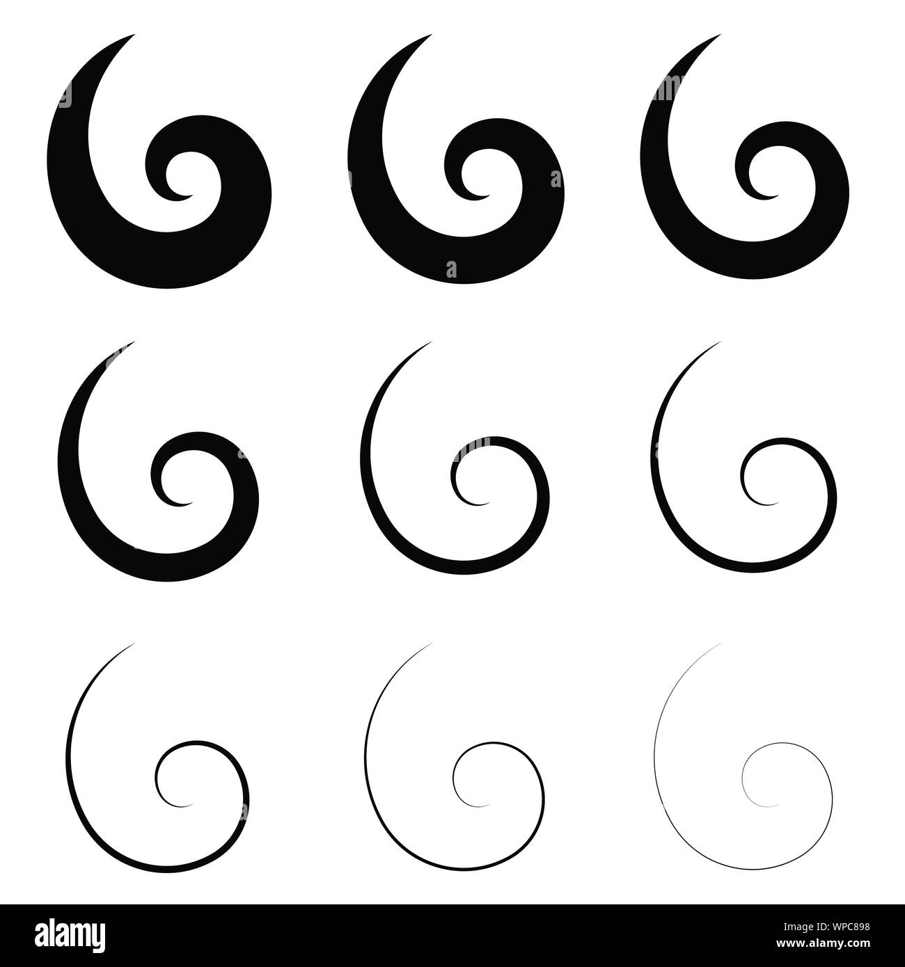 Abstract spiral, twist. Radial swirl, twirl curvy, wavy lines element ...