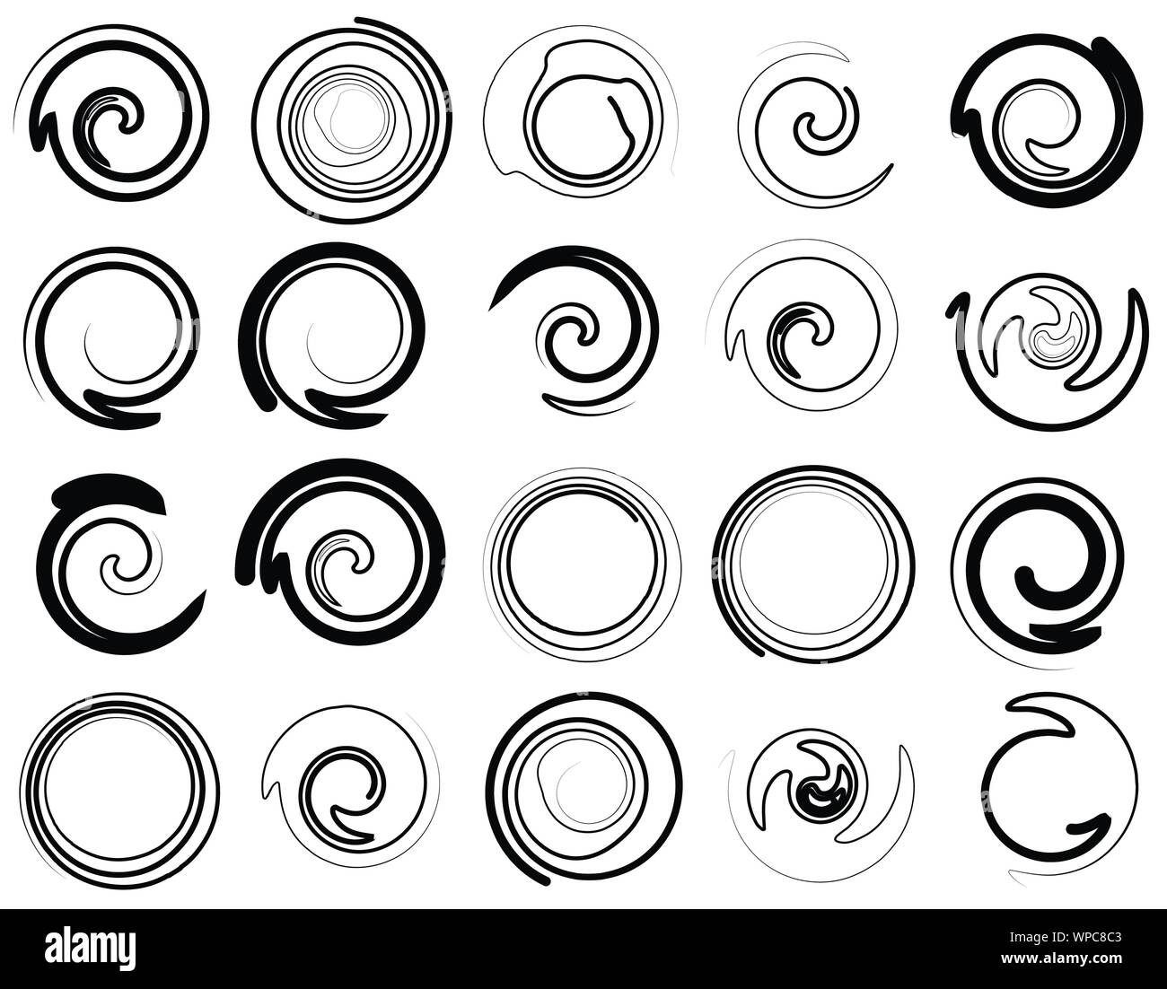 Abstract spiral, twist. Radial swirl, twirl curvy, wavy lines element ...