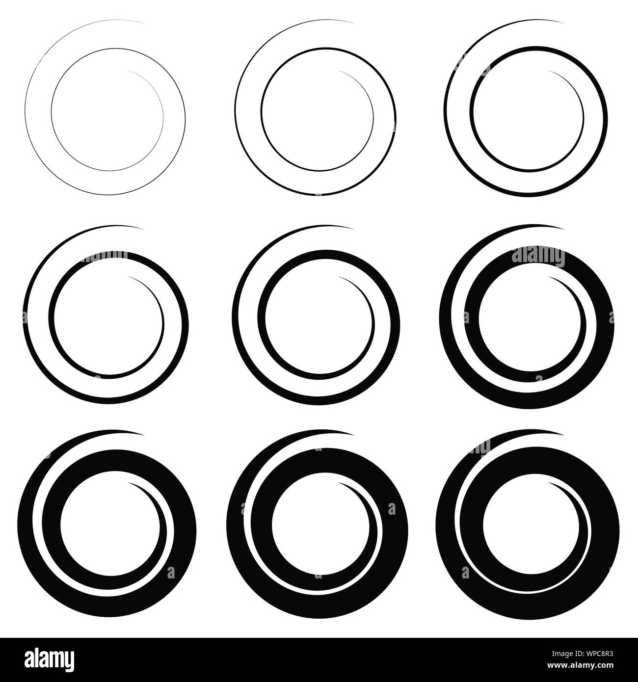 Abstract spiral, twist. Radial swirl, twirl curvy, wavy lines element ...