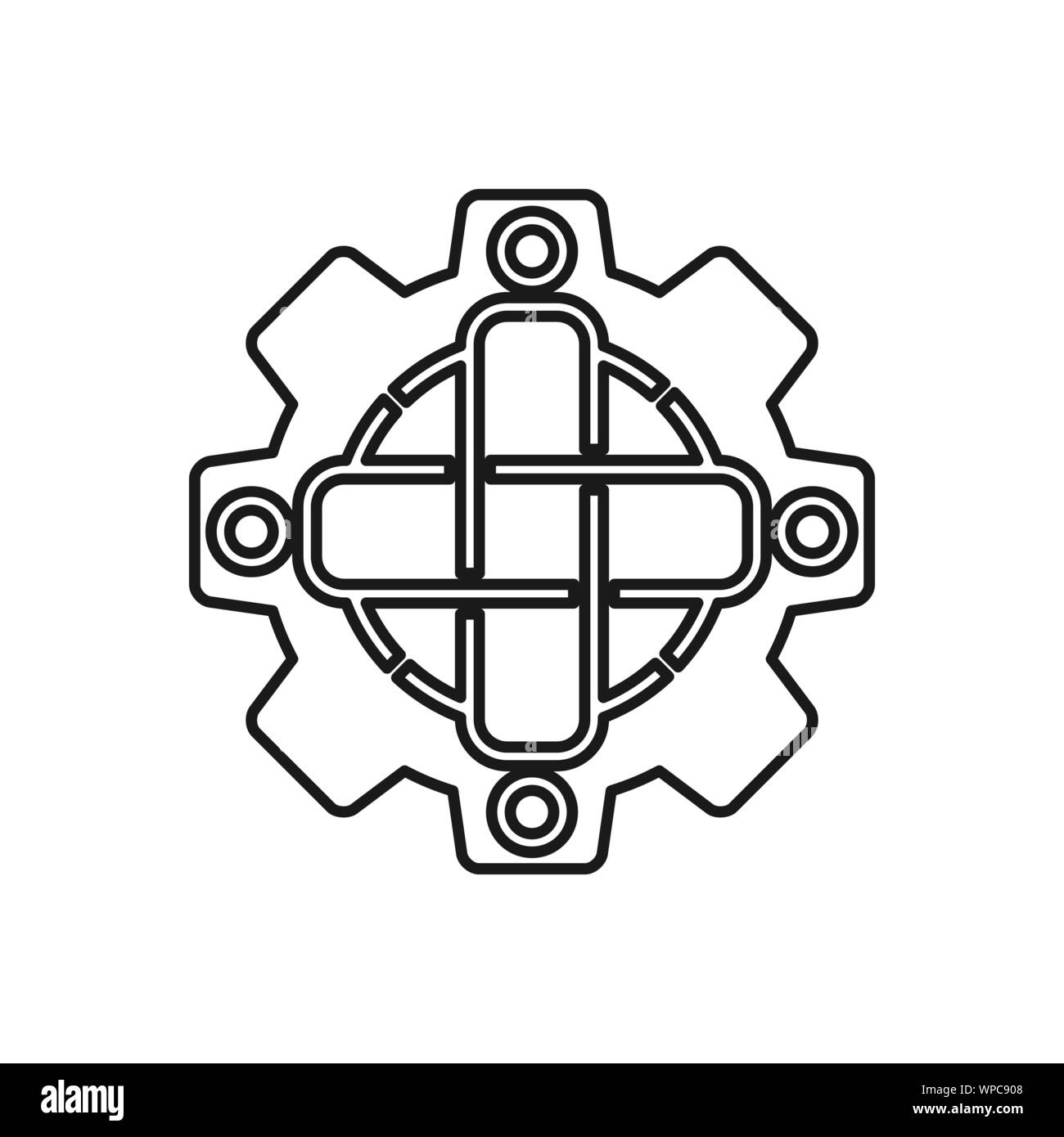 gear cross Commitment Teamwork Together Outline Logo Stock Vector Image & Art - Alamy
