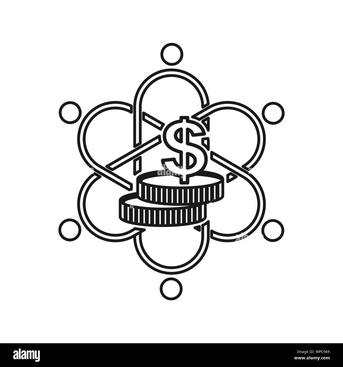 money stack finance Commitment Teamwork Together Outline Logo Stock ...