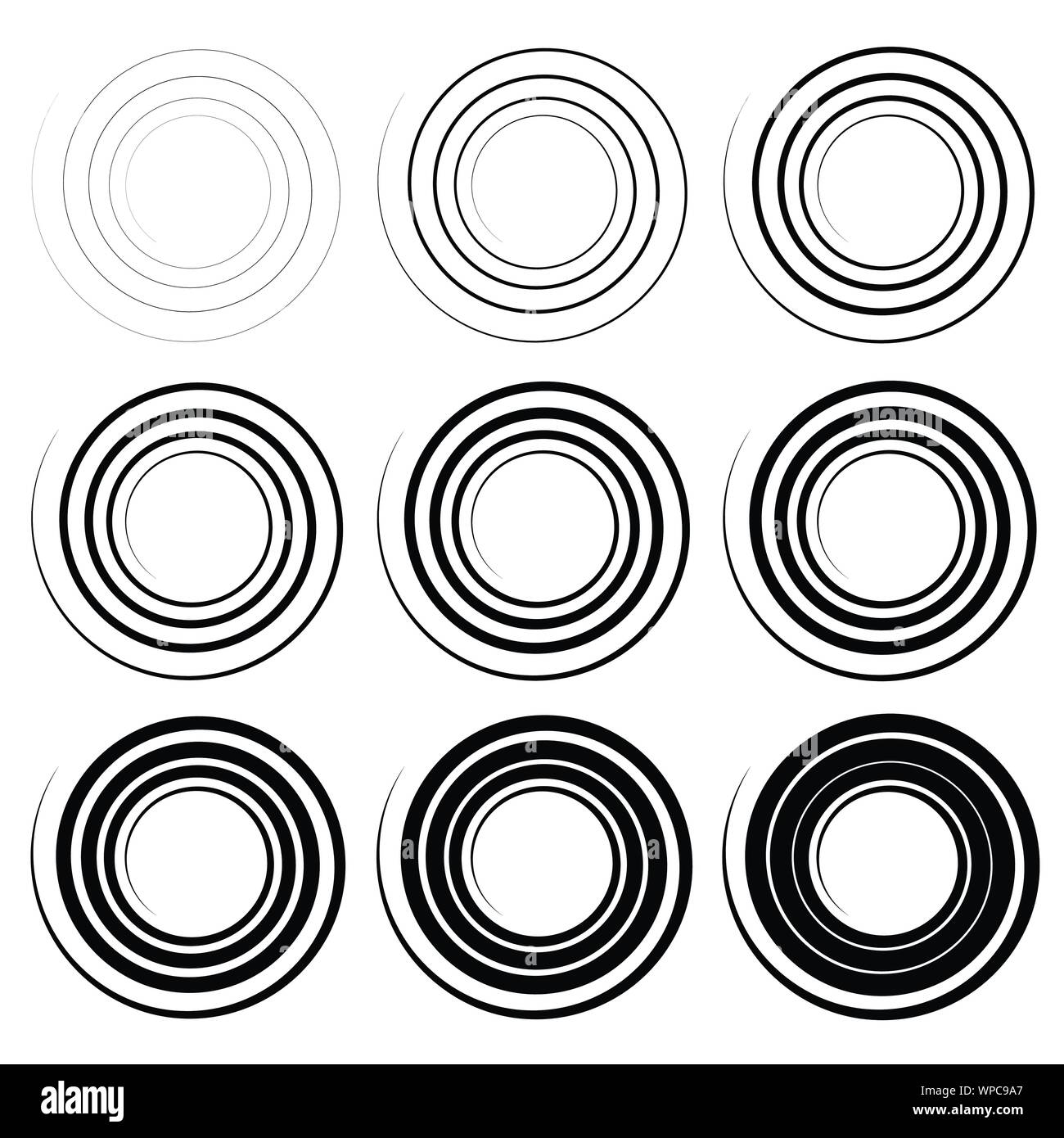 Abstract spiral, twist. Radial swirl, twirl curvy, wavy lines element ...