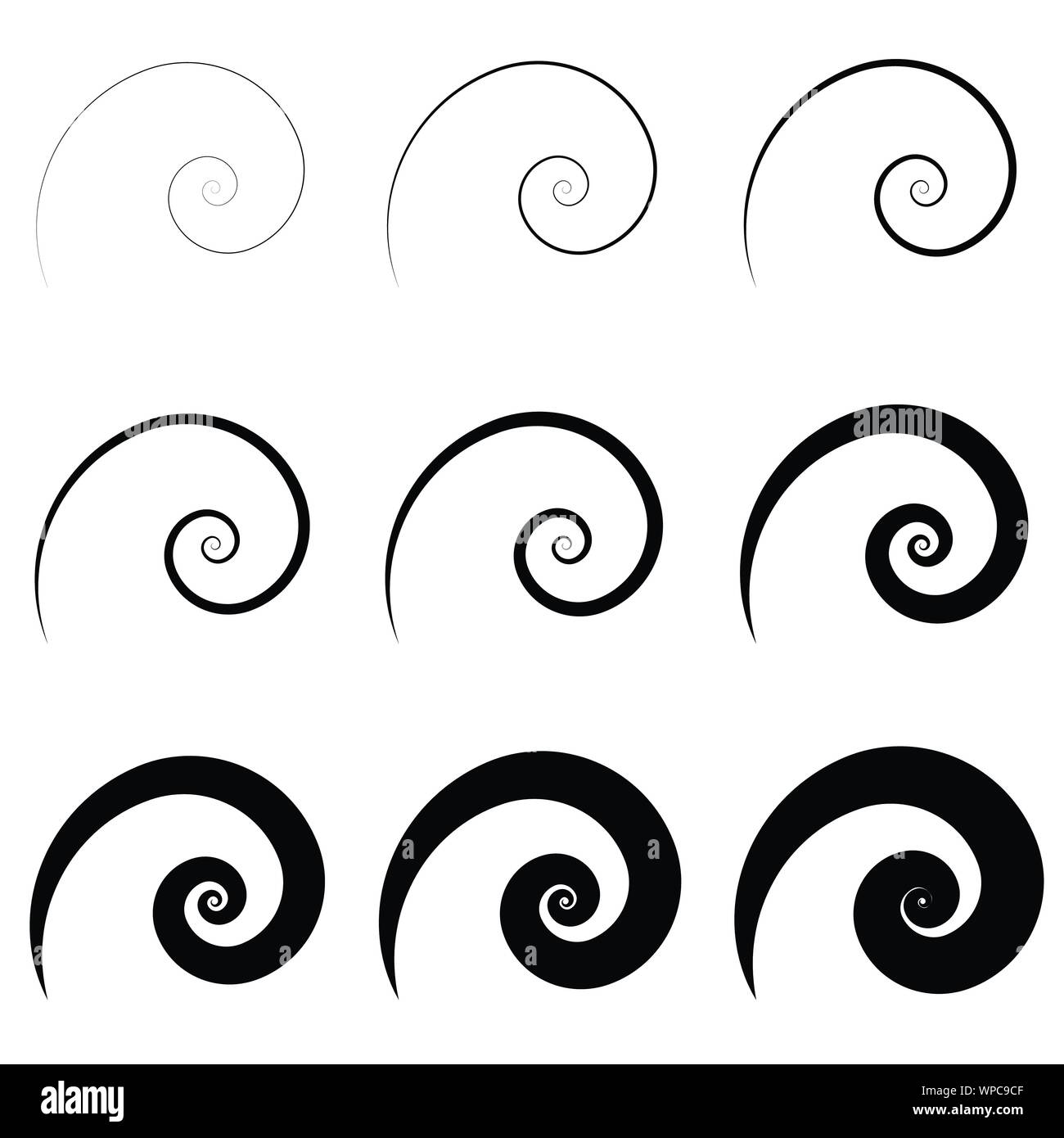 Abstract spiral, twist. Radial swirl, twirl curvy, wavy lines element ...