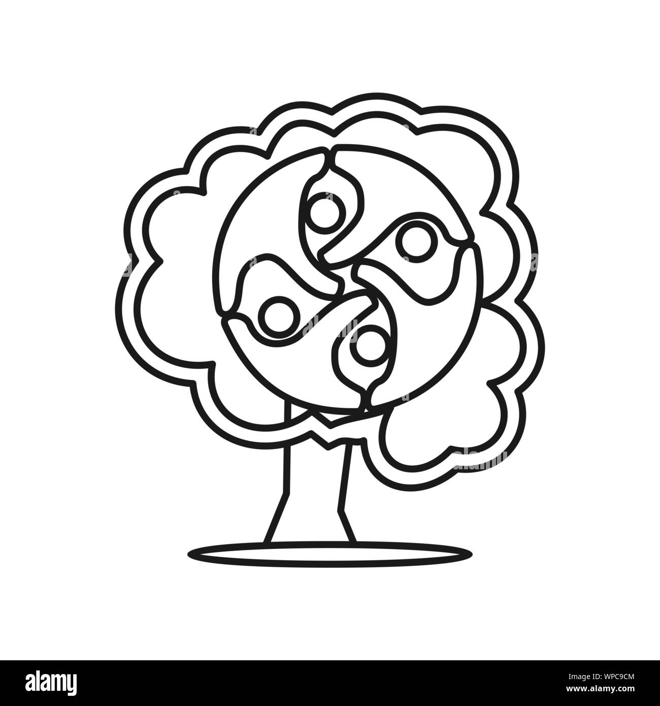 Tree People Commitment Teamwork Together Outline Logo Stock Vector ...