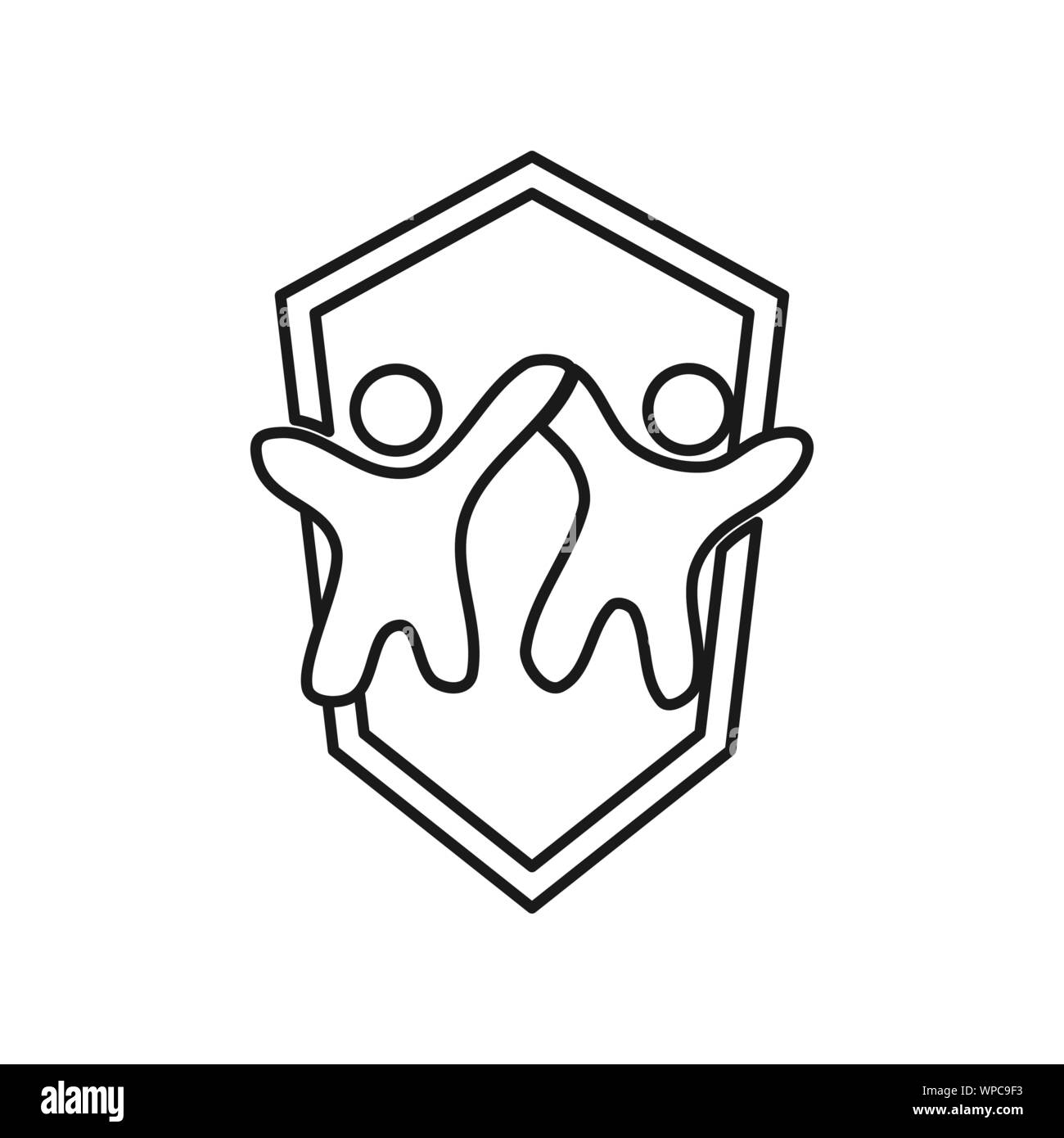 Shield secure Commitment Teamwork Together Outline Logo Stock Vector Image & Art - Alamy