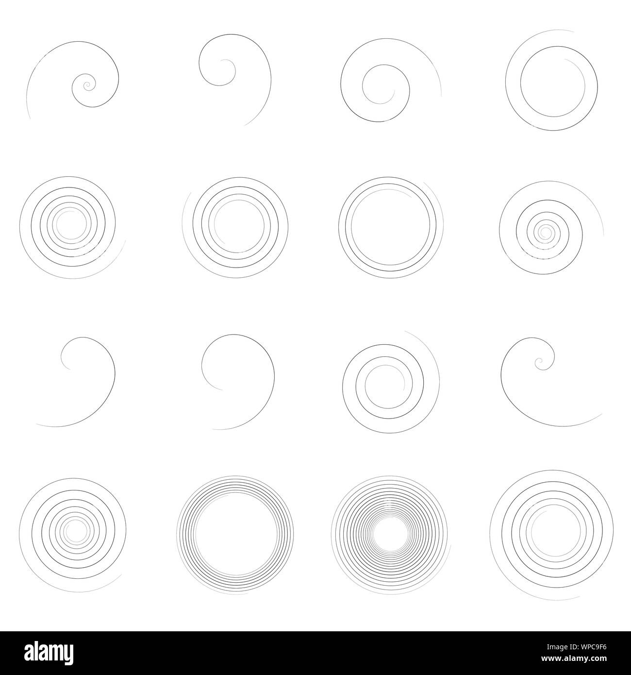 Abstract spiral, twist. Radial swirl, twirl curvy, wavy lines element ...