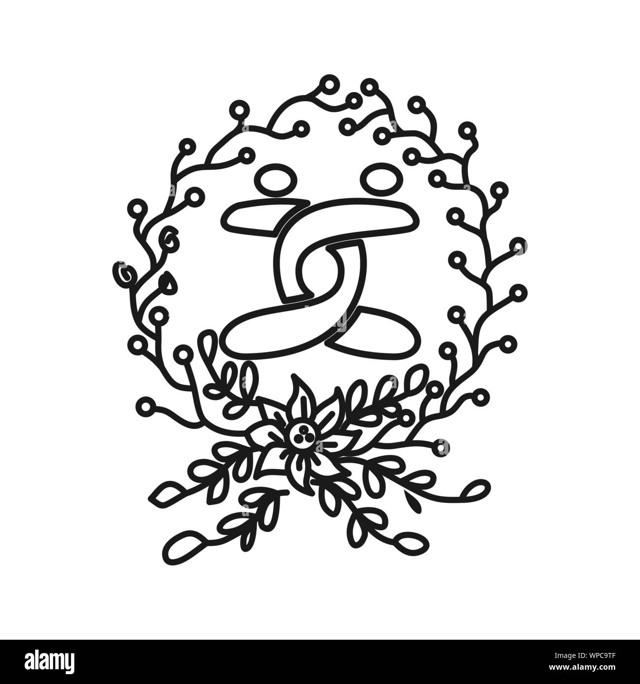 leaf emblem Commitment Teamwork Together Outline Logo Stock Vector Image & Art - Alamy