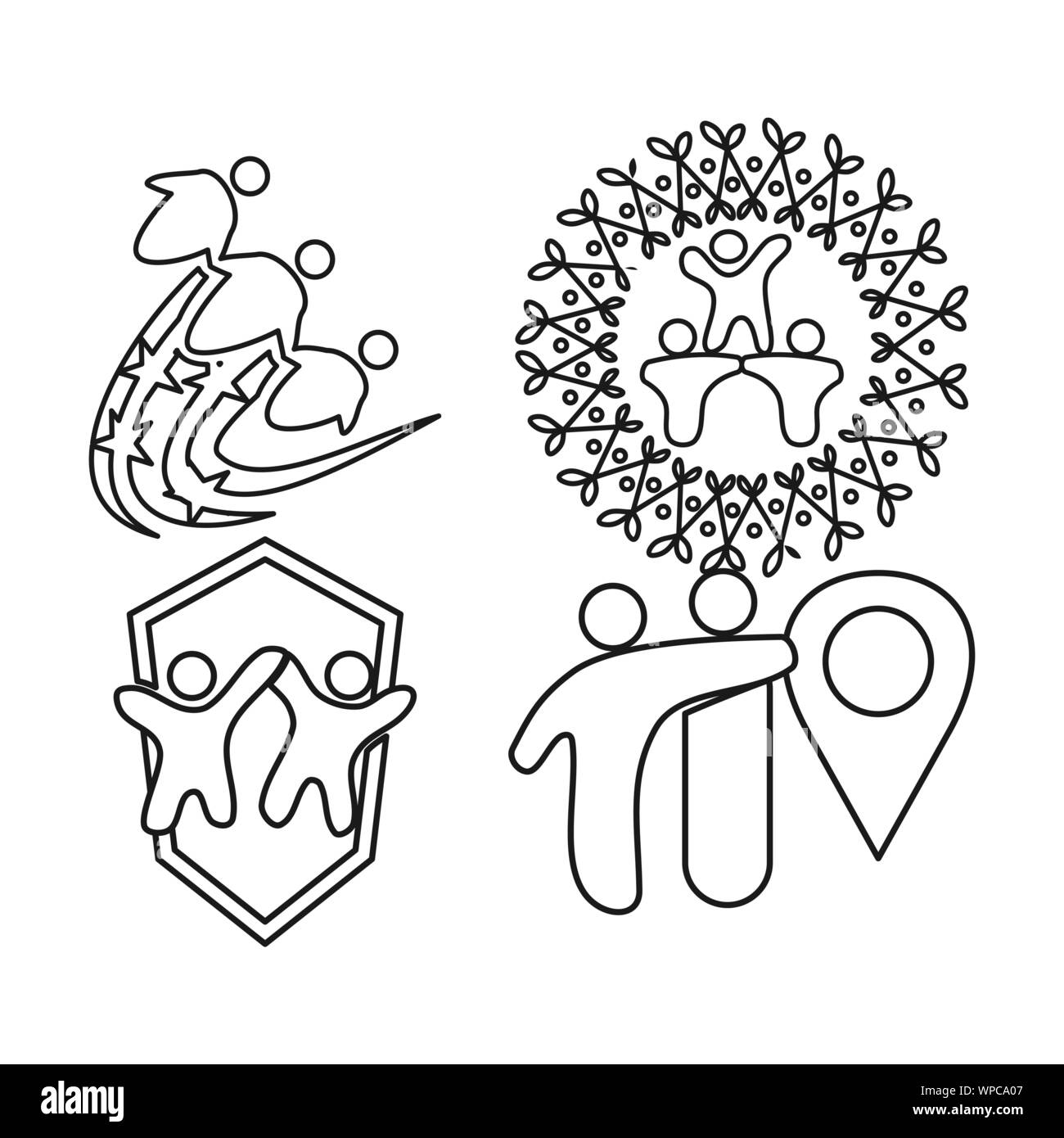 leaf location star Commitment Teamwork Together Outline Logo Stock Vector Image & Art - Alamy