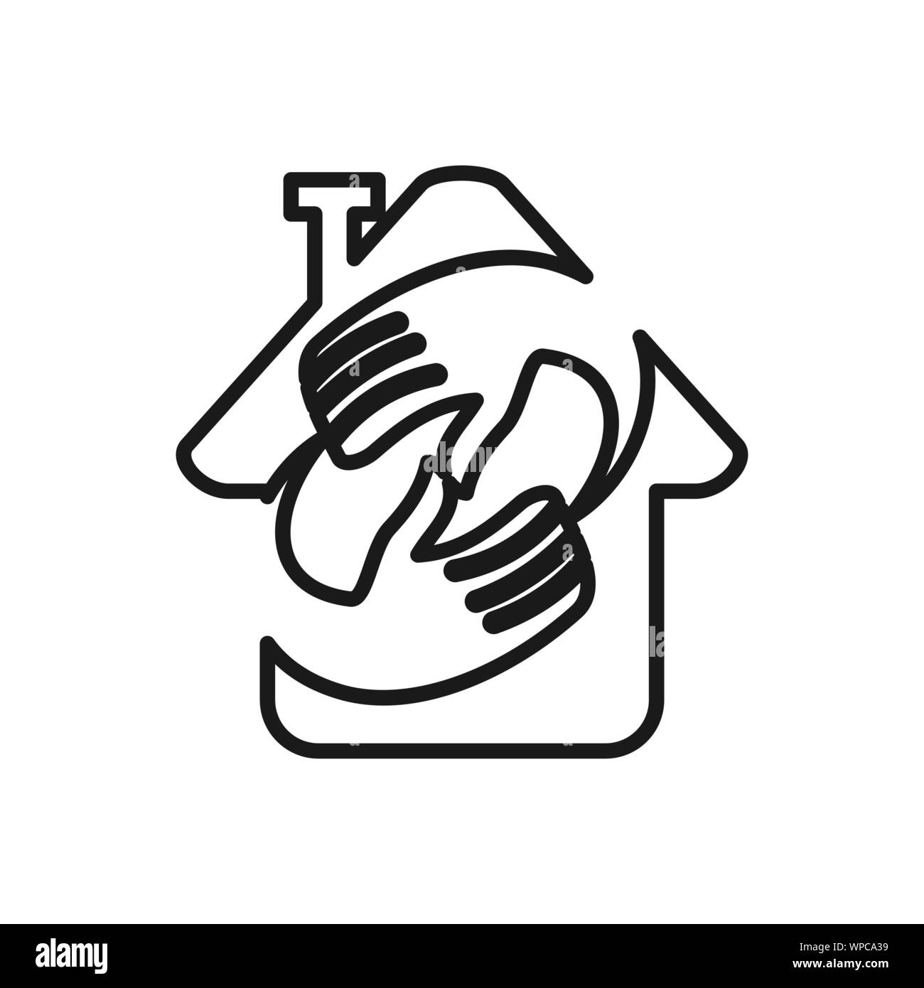 home hand Commitment Teamwork Together Outline Logo Stock Vector Image ...