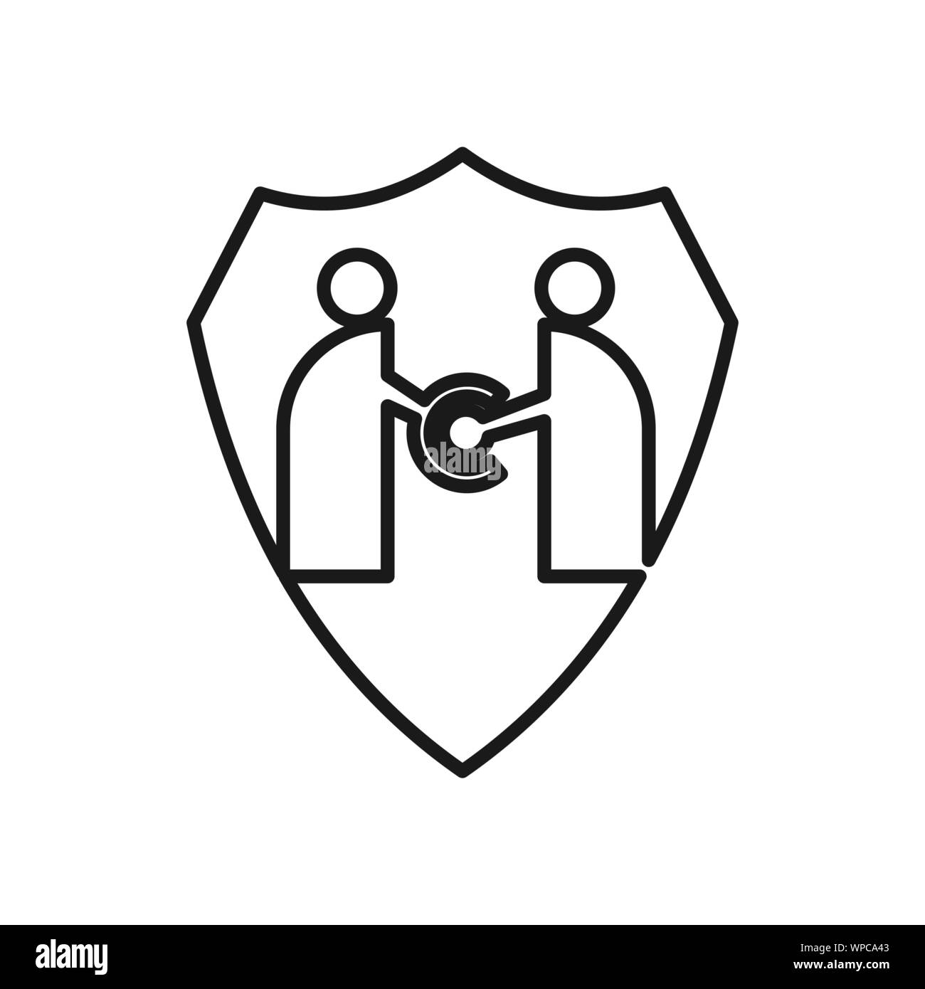 secure shield Commitment Teamwork Together Outline Logo Stock Vector ...