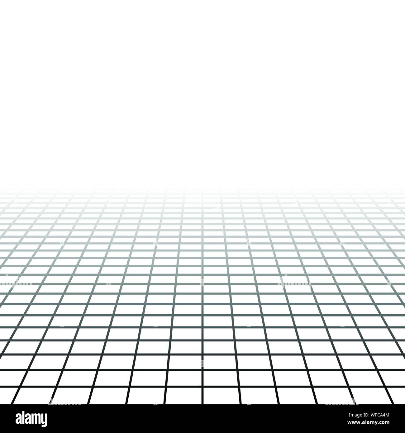 Mesh, grid in perspective vanish, diminish to distant horizon. Virtual ...
