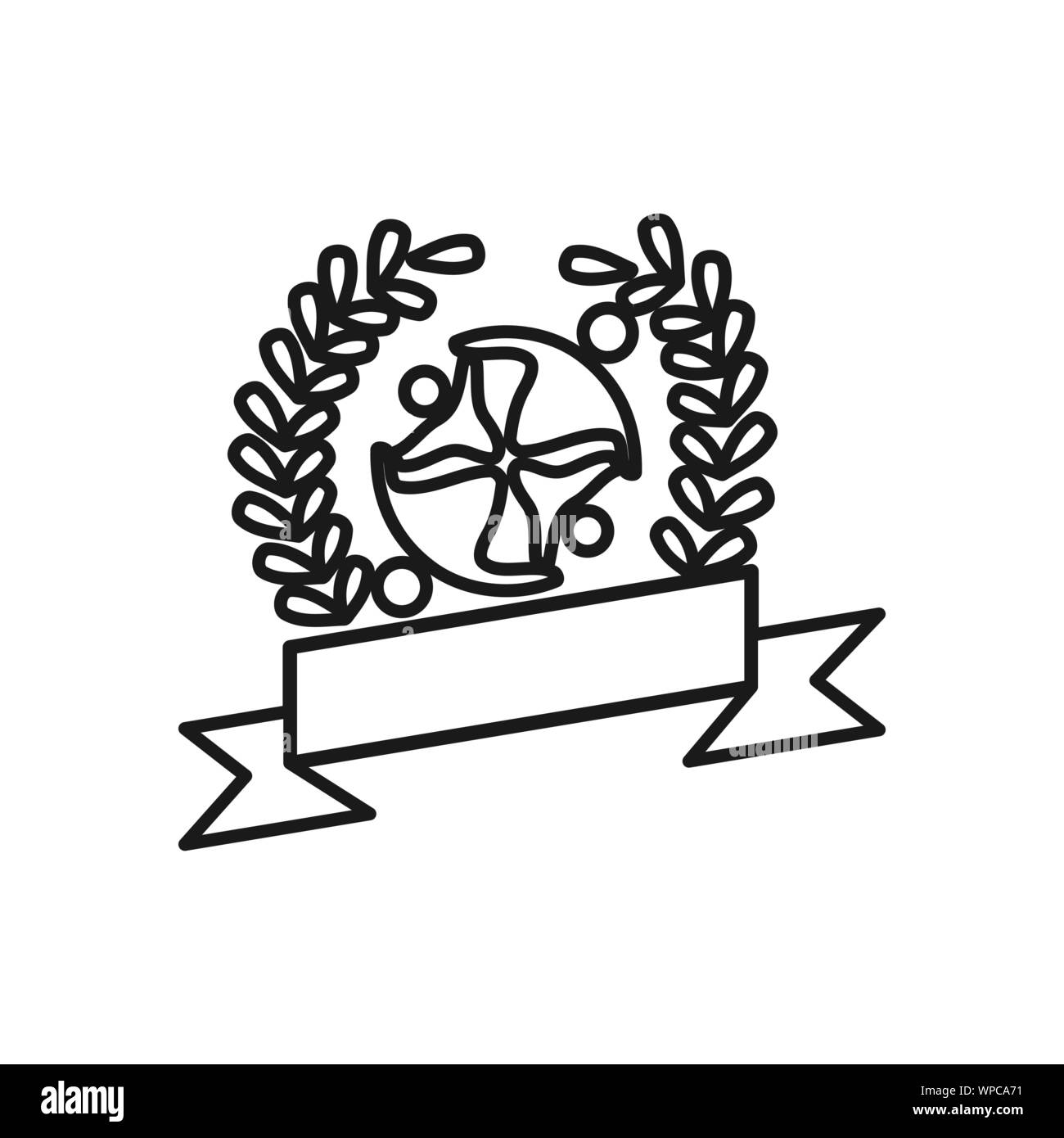 ribbon leaf Commitment Teamwork Together Outline Logo Stock Vector Image & Art - Alamy