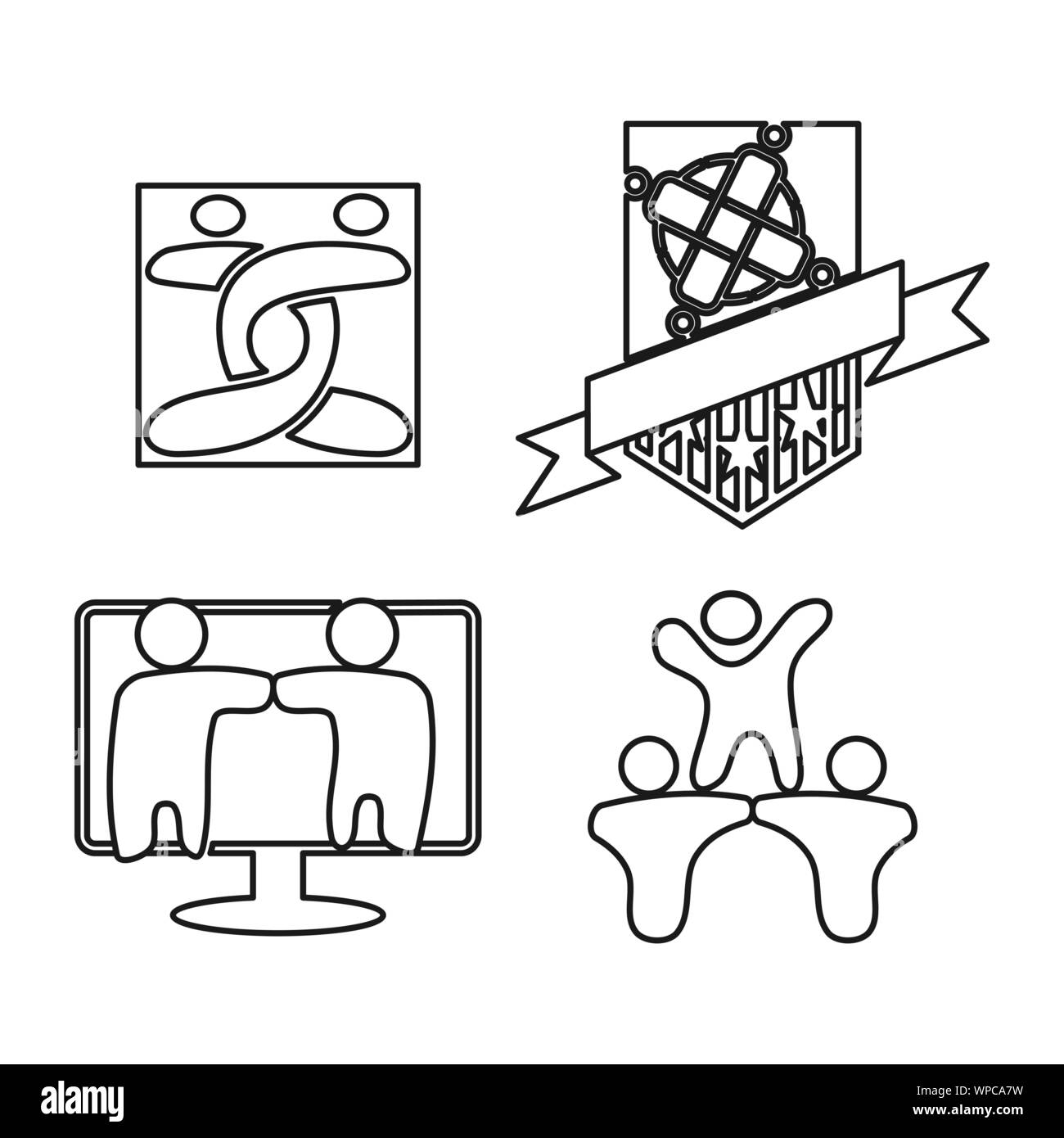 shield monitor Commitment Teamwork Together Outline Logo Stock Vector Image & Art - Alamy