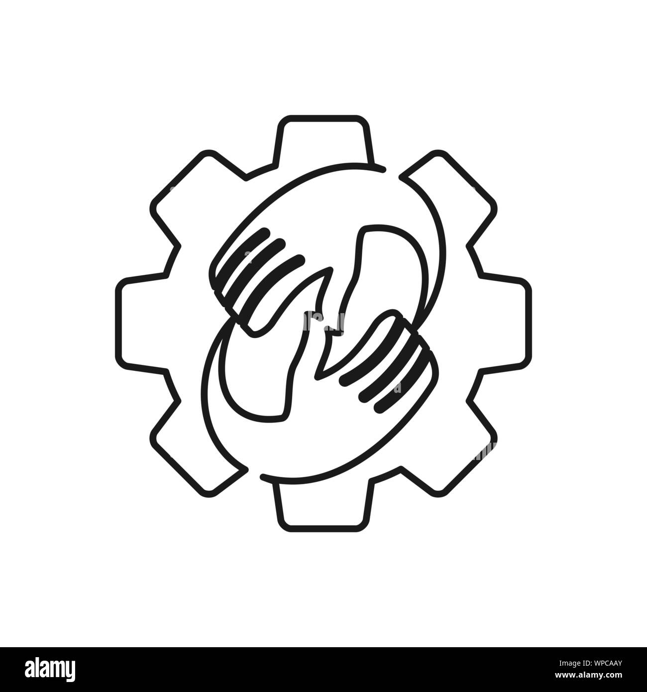 Gear Hand Commitment Teamwork Together Outline Logo Stock Vector Image & Art - Alamy