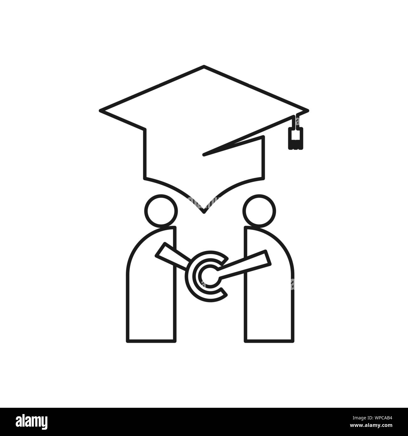 Hat Graduate Commitment Teamwork Together Outline Logo Stock Vector ...