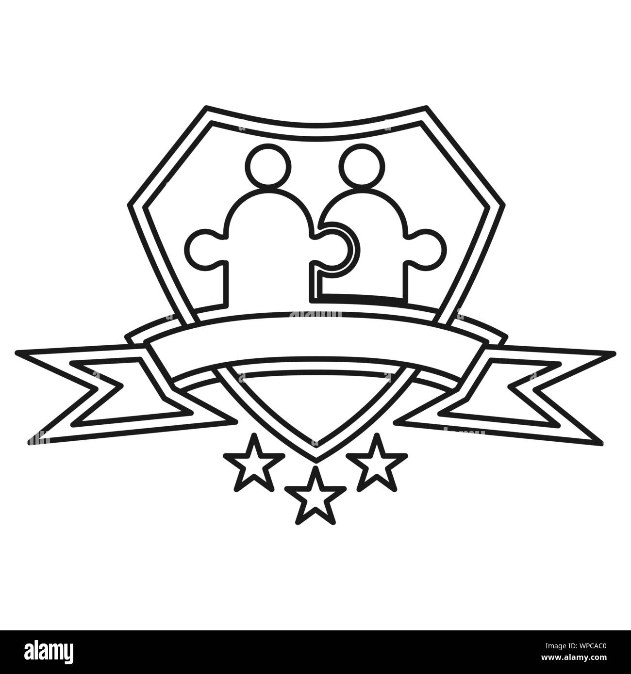 shield ribbon puzzle Commitment Teamwork Together Outline Logo Stock Vector Image & Art - Alamy