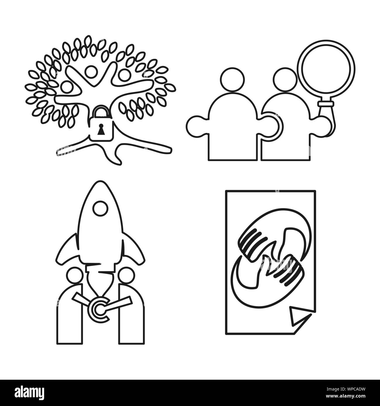 tree rocket puzzle Commitment Teamwork Together Outline Logo Stock Vector Image & Art - Alamy