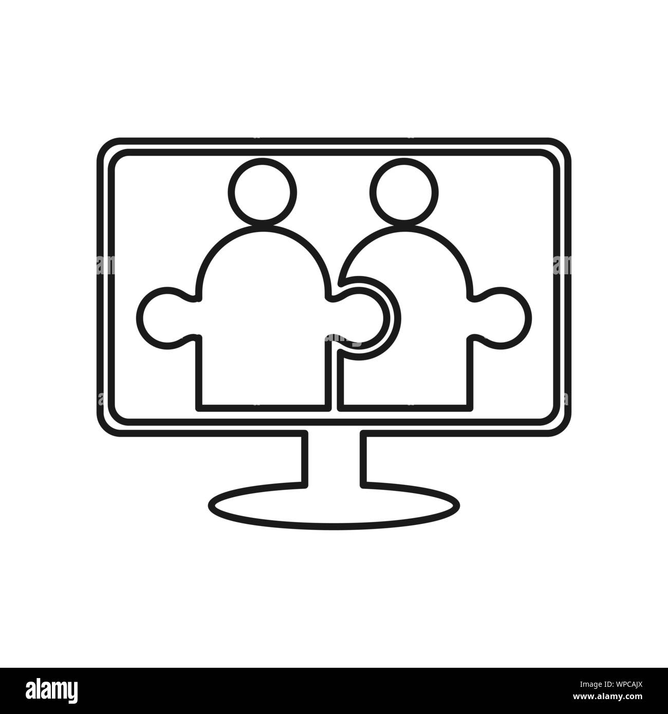 Monitor puzzle Commitment Teamwork Together Outline Logo Stock Vector Image & Art - Alamy