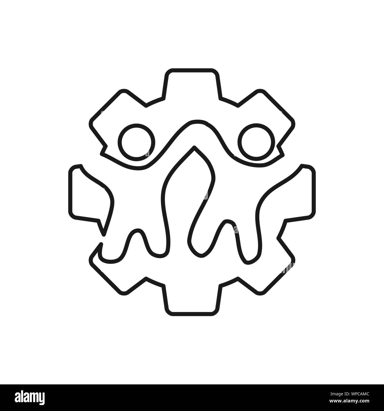gear machine Commitment Teamwork Together Outline Logo Stock Vector ...