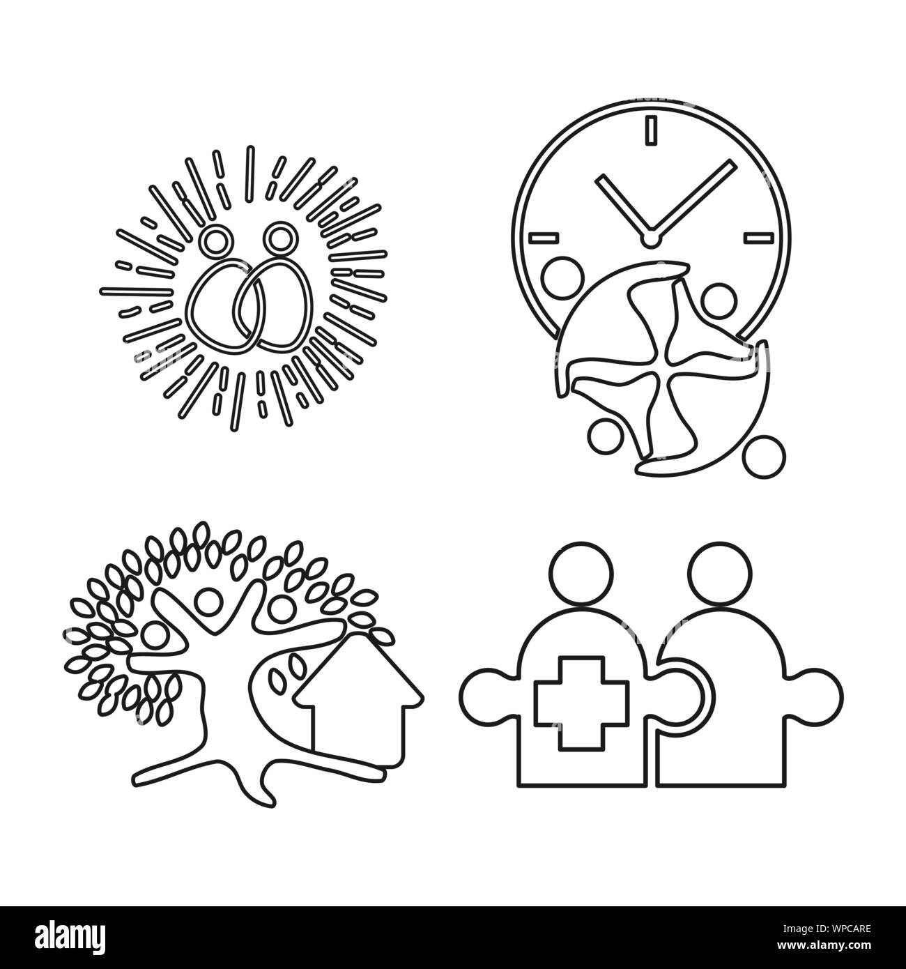 time tree puzzle Commitment Teamwork Together Outline Logo Stock Vector ...