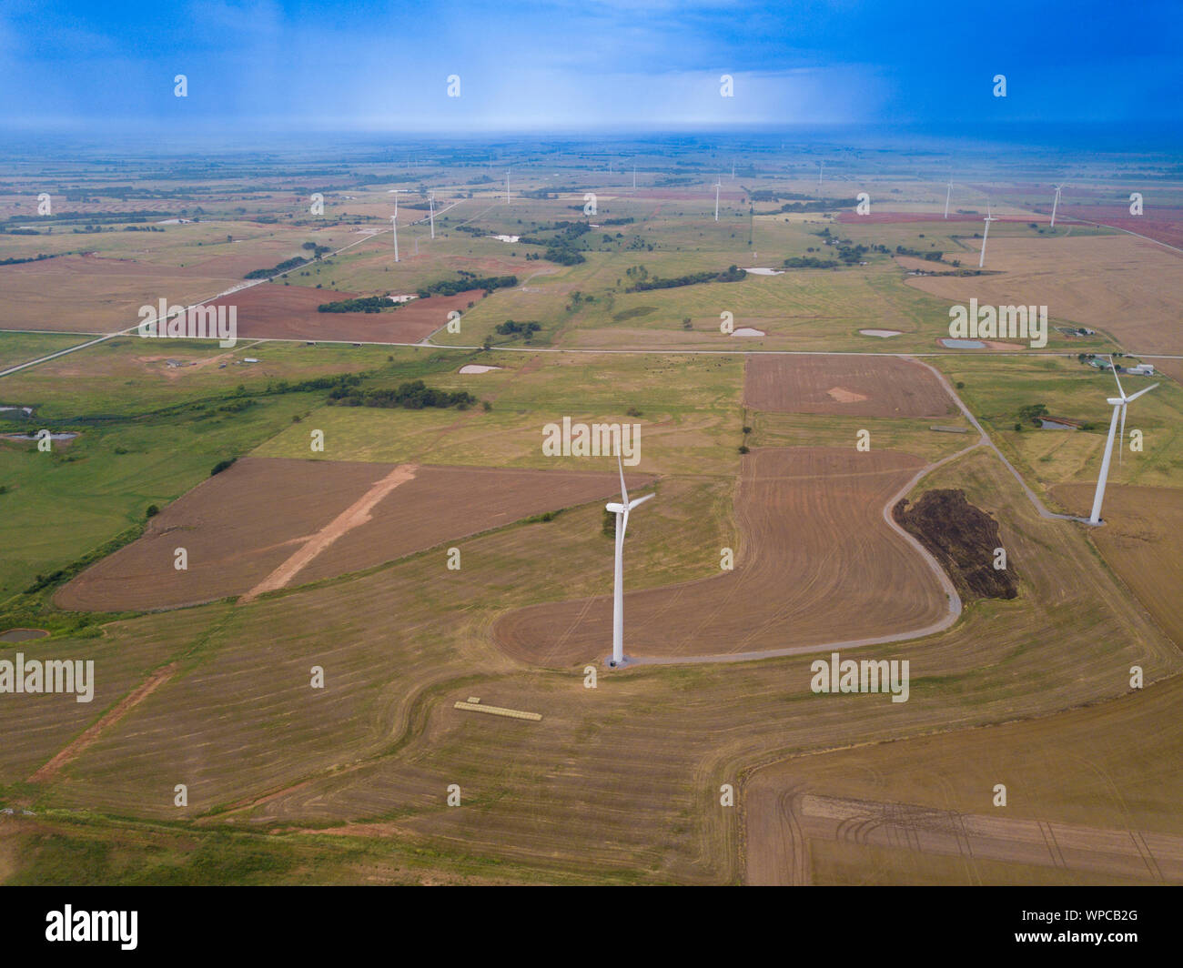 Aerial view wind farm hi-res stock photography and images - Alamy