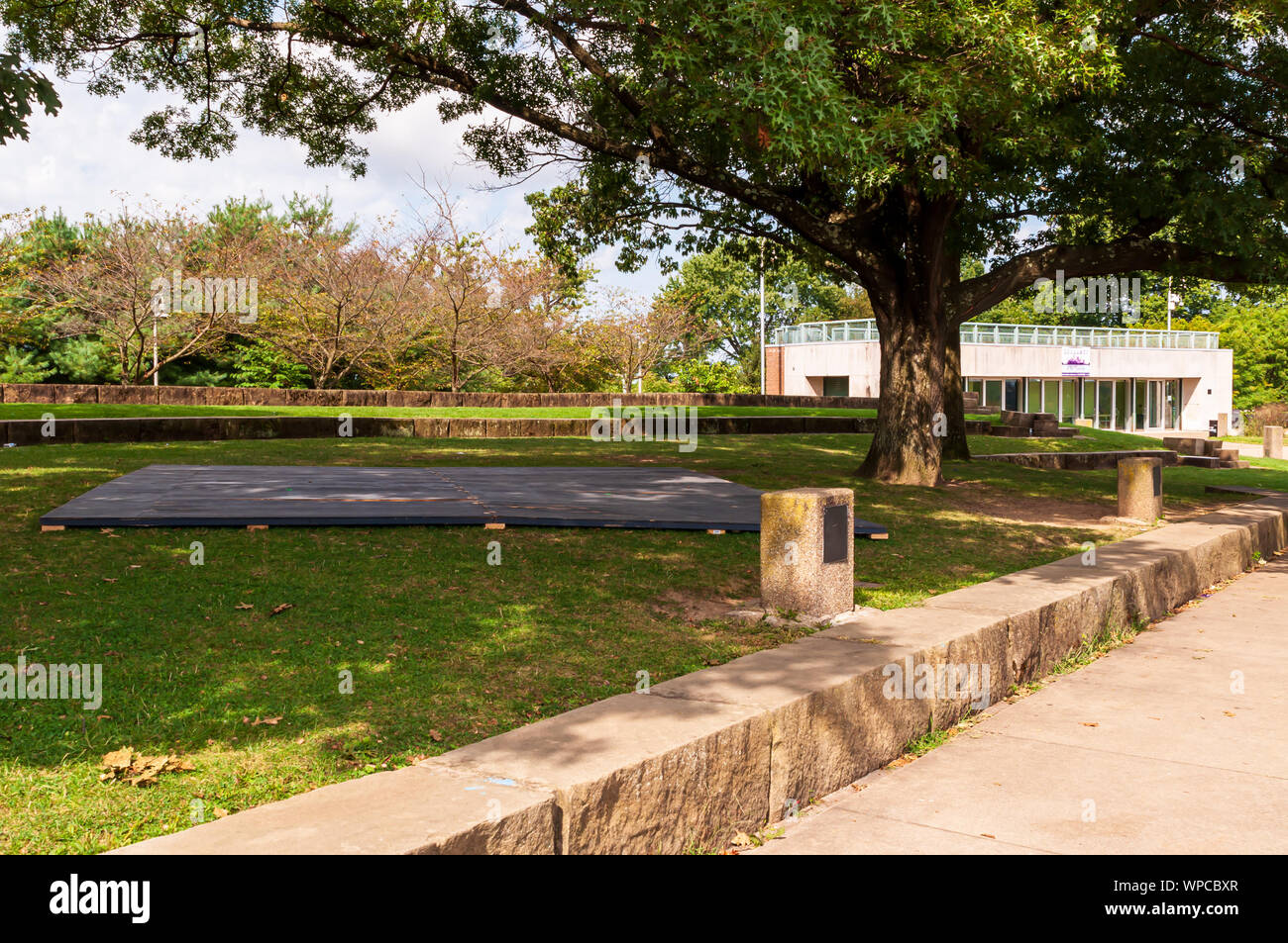 The park area where outdoor performances are given in the summer at the ...