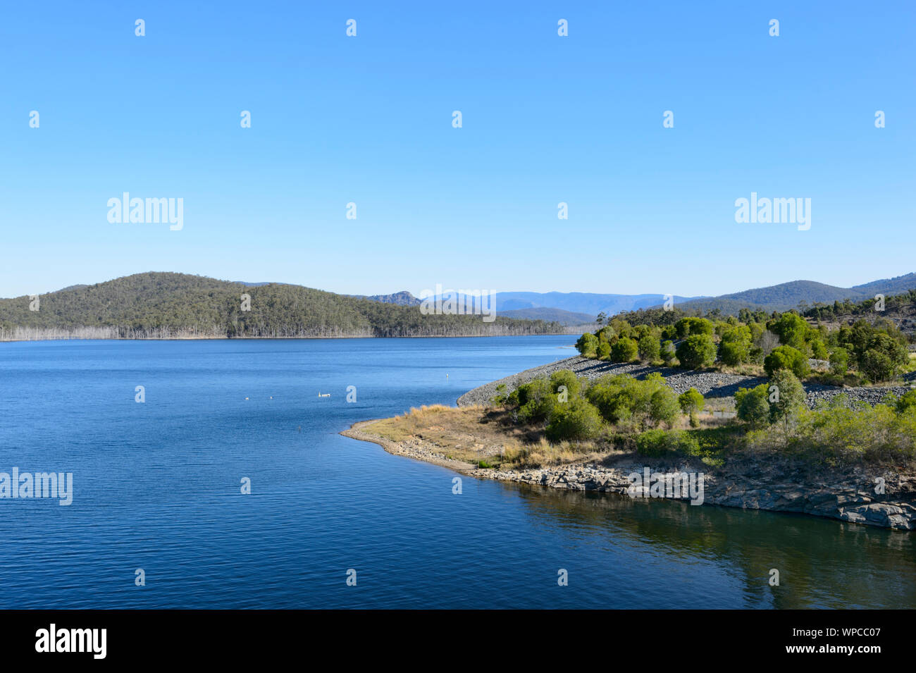 View of the lake created by the Hinze Dam on the Nerang River ...