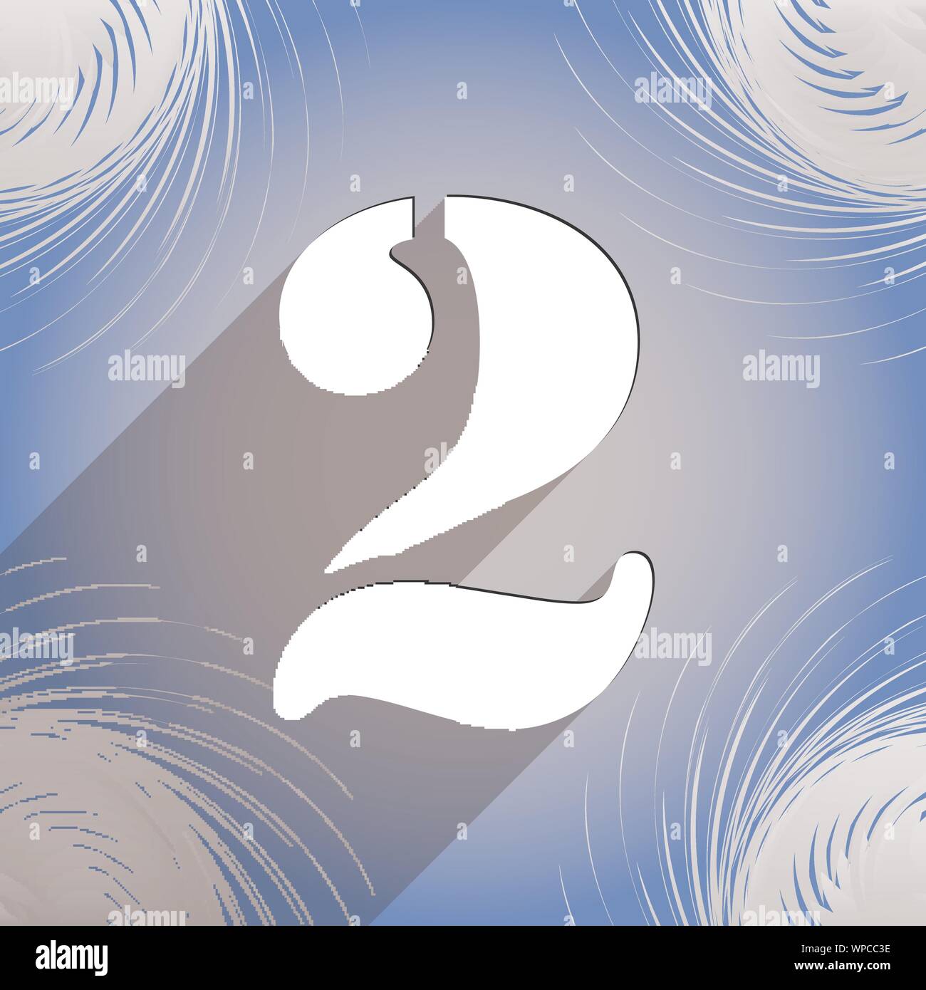 number two icon symbol Flat modern web design with long shadow and ...