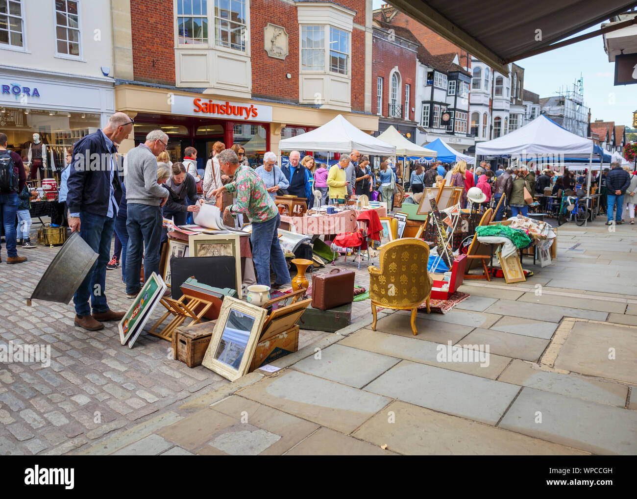 Bric-a-brac roadside market stall at Guildford Antique & Brocante ...
