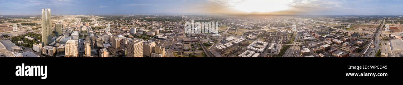 360 degree aerial panorama of Oklahoma City at dawn Stock Photo - Alamy