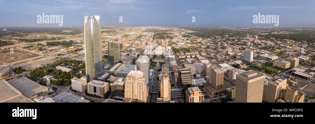 Aerial 180 degree panorama of downtown Oklahoma City, USA Stock Photo ...