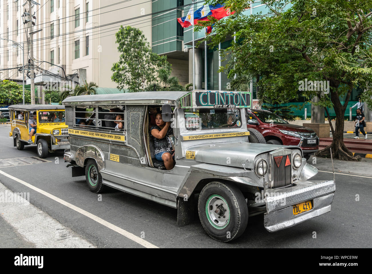 Manila, Philippines - March 5, 2019: Metalic long Jeep Public Transport ...
