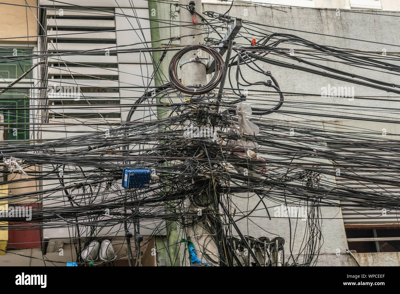 Manila, Philippines - March 5, 2019: Extreme entanglement of black ...