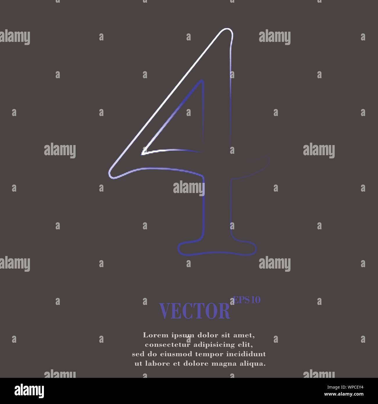 number four icon symbol Flat modern web design with long shadow and ...