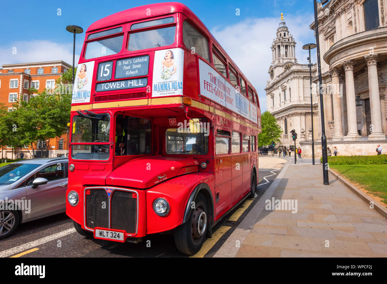 London, Uk - May 23 2018: Old model of classic London Bus with open ...