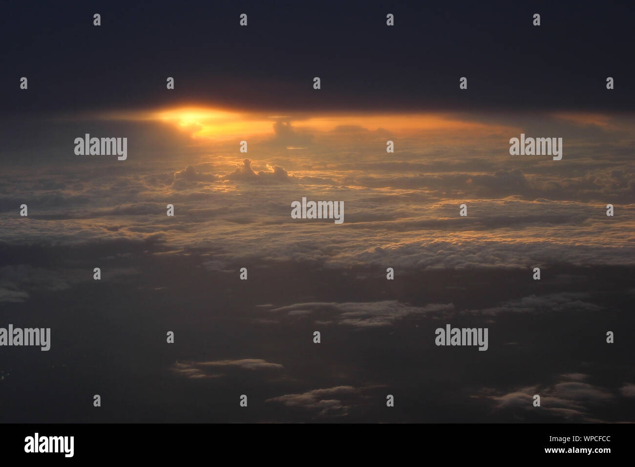 beautiful sunrise view from the window of an airplane Stock Photo - Alamy