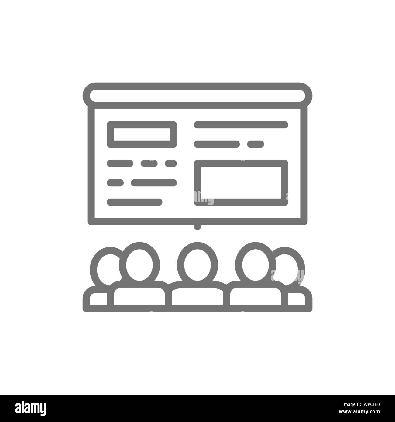 People watch presentation on an interactive whiteboard line icon Stock ...