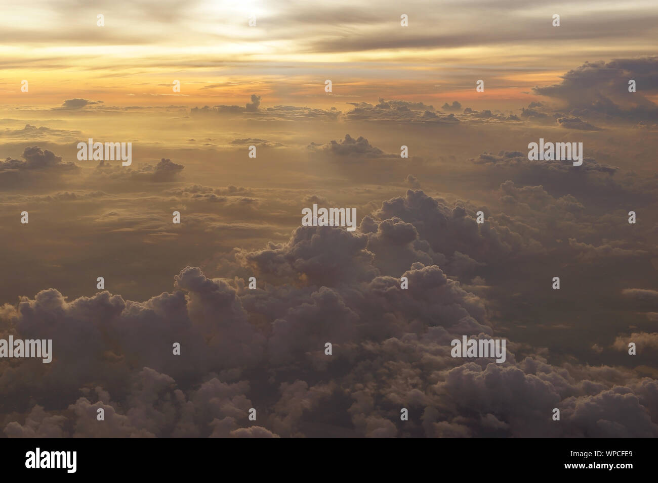 beautiful sunrise view from the window of an airplane Stock Photo - Alamy