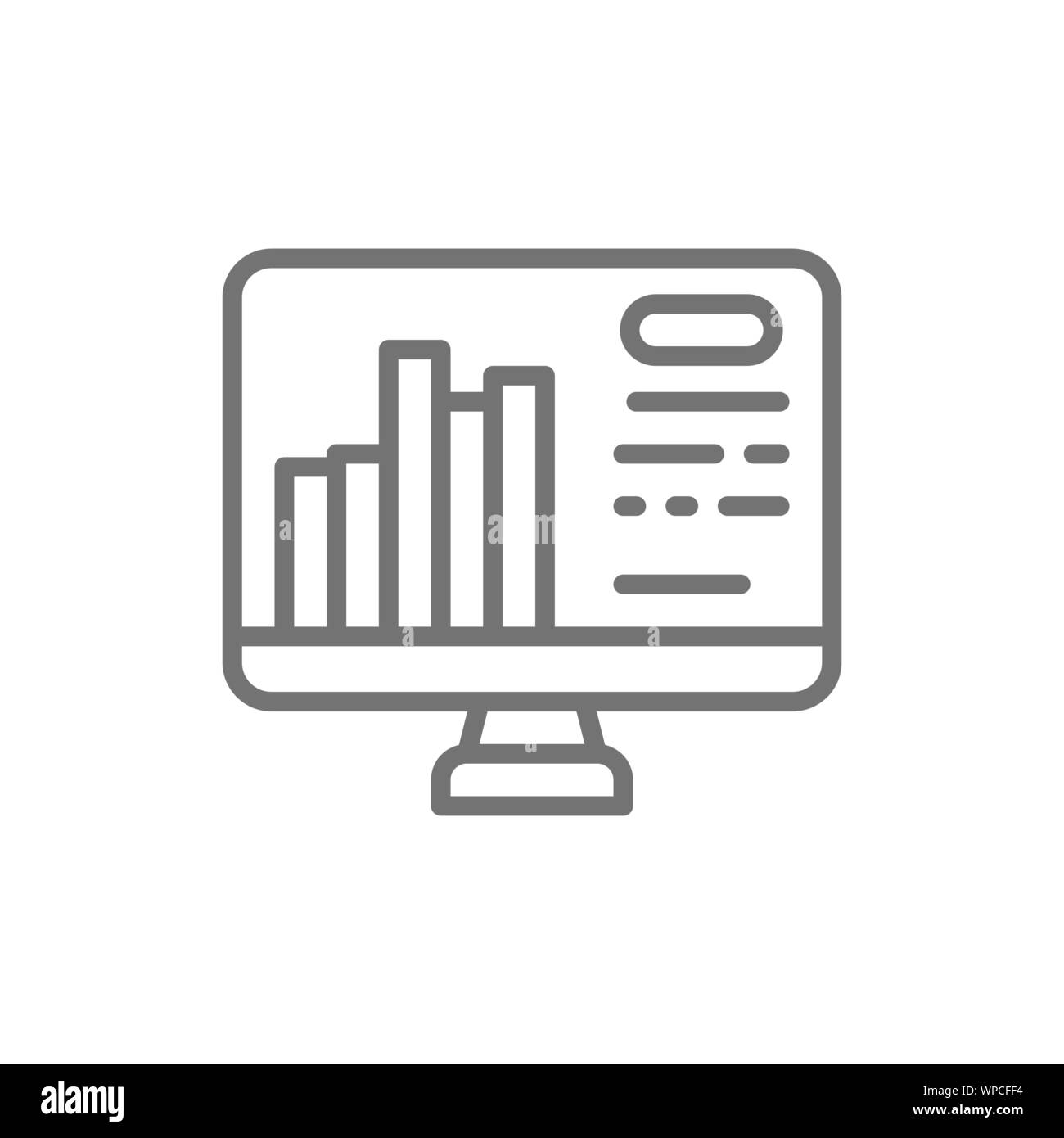 Presentation on the computer, infographics line icon Stock Vector Image ...