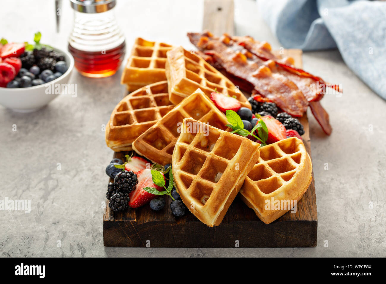 Waffles Breakfast Bacon High Resolution Stock Photography and Images ...