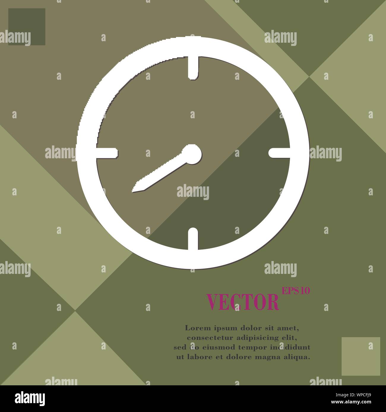 Timer icon symbol Flat modern web design with long shadow and space for ...