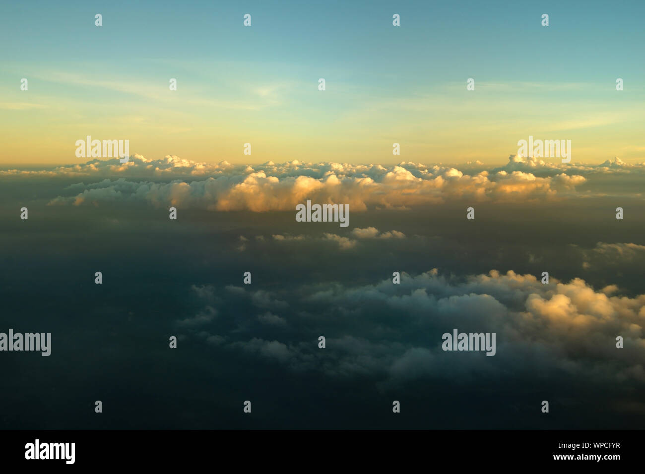 beautiful sunrise view from the window of an airplane Stock Photo - Alamy