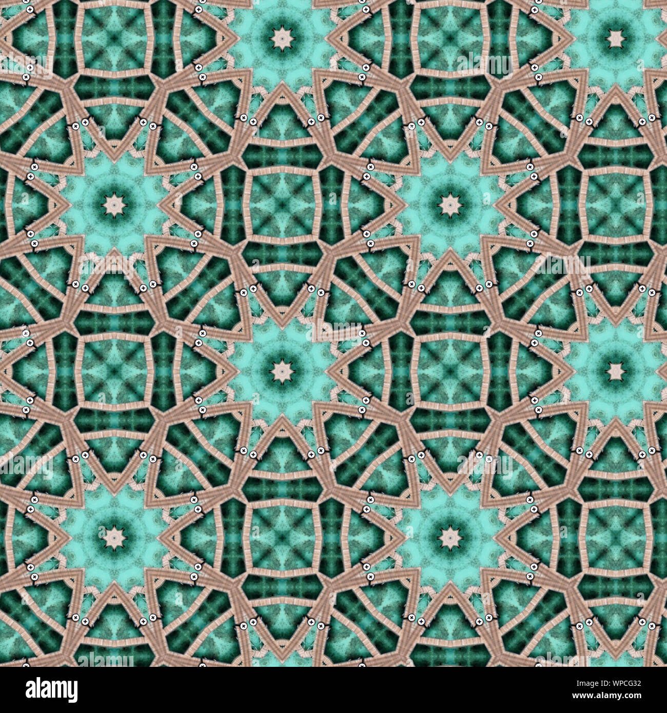 Teal kaleidoscopic pattern hi-res stock photography and images - Alamy