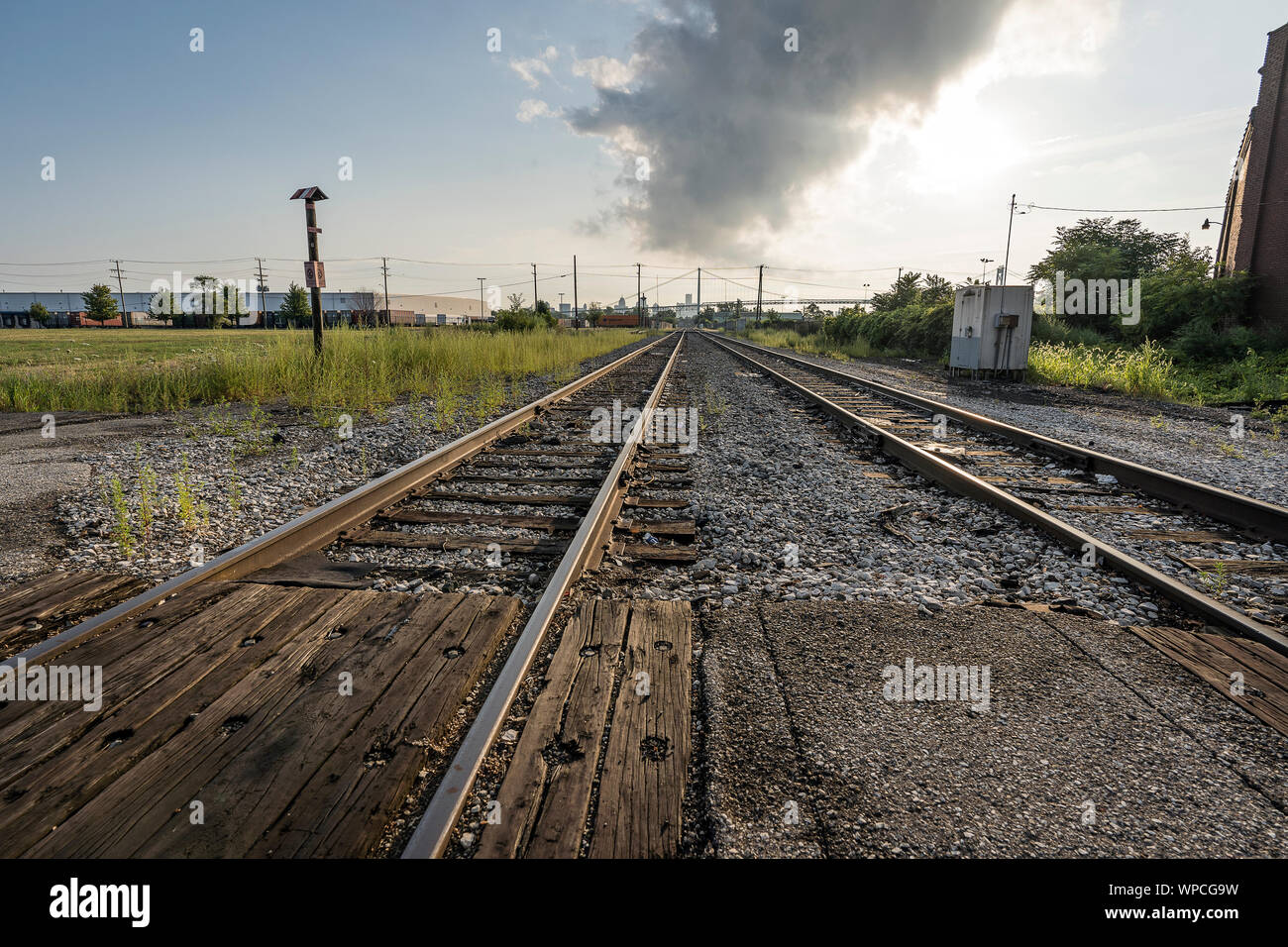 Landscape vintage of railroad tracks in Detroit downtown Stock Photo ...