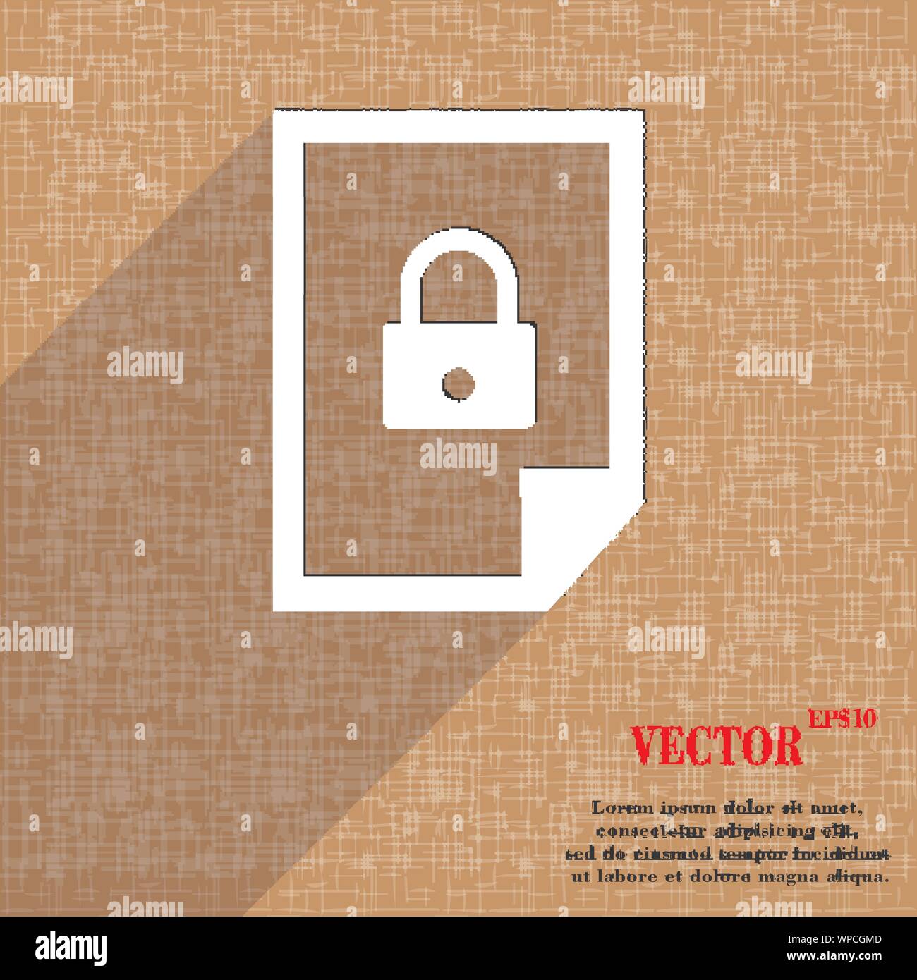 file locked icon symbol Flat modern web design with long shadow and ...