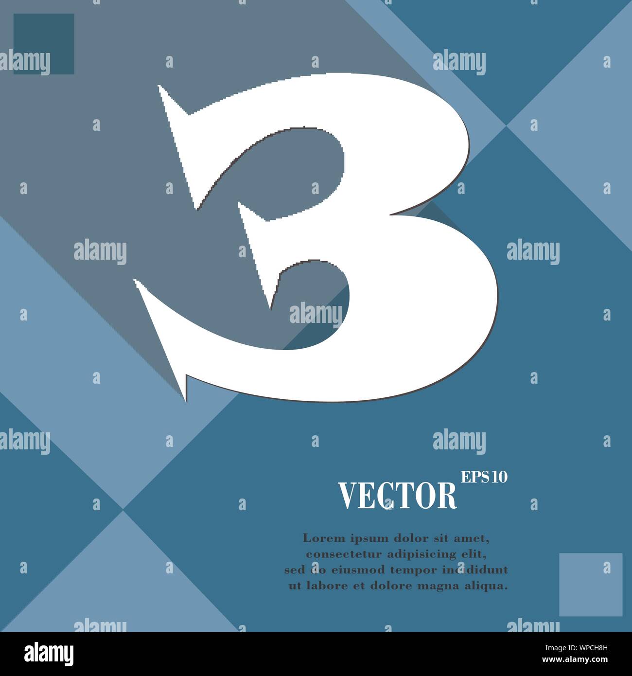 number three icon symbol Flat modern web design with long shadow and ...