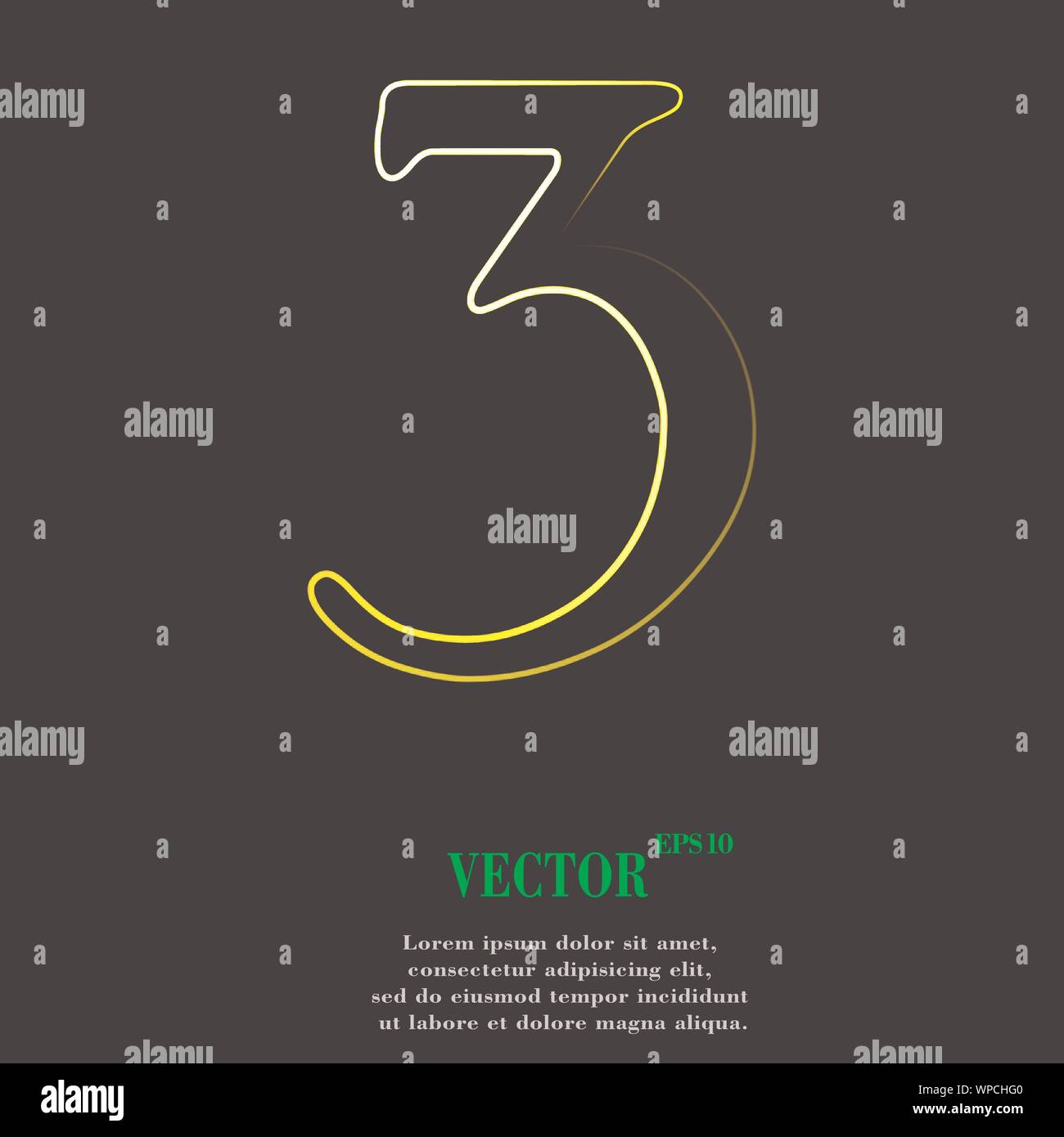 number three icon symbol Flat modern web design with long shadow and ...