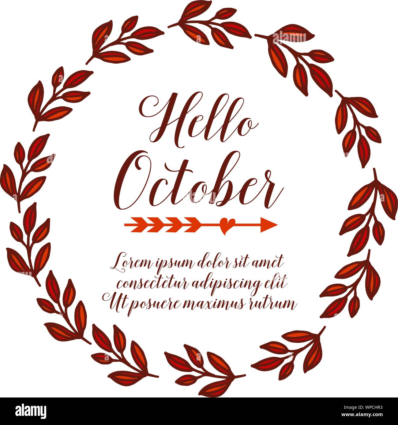 Concept background hello october, with beautiful leaf frame. Vector ...