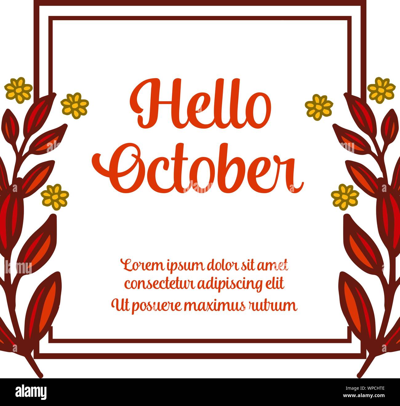 Concept background hello october, with beautiful leaf frame. Vector ...